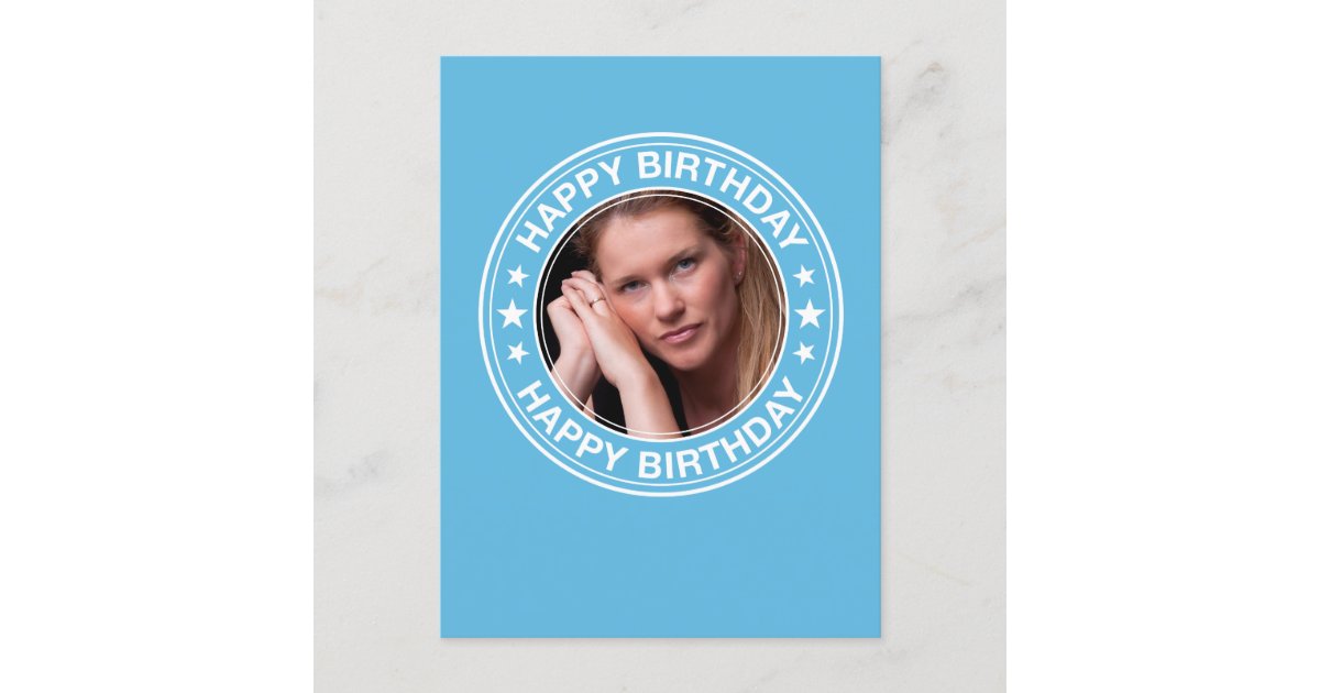 Happy Birthday Picture Frame in Blue Postcard | Zazzle