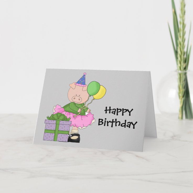 Happy Birthday Pig Card | Zazzle