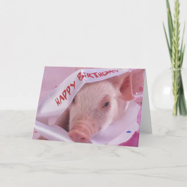 Happy birthday pig card | Zazzle