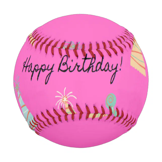 Happy birthday pink baseball | Zazzle