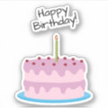 Happy Birthday Pink Cake Contour Sticker | Zazzle