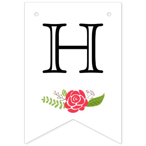 Happy Birthday pink coral flowers cute floral Bunting Flags | Zazzle