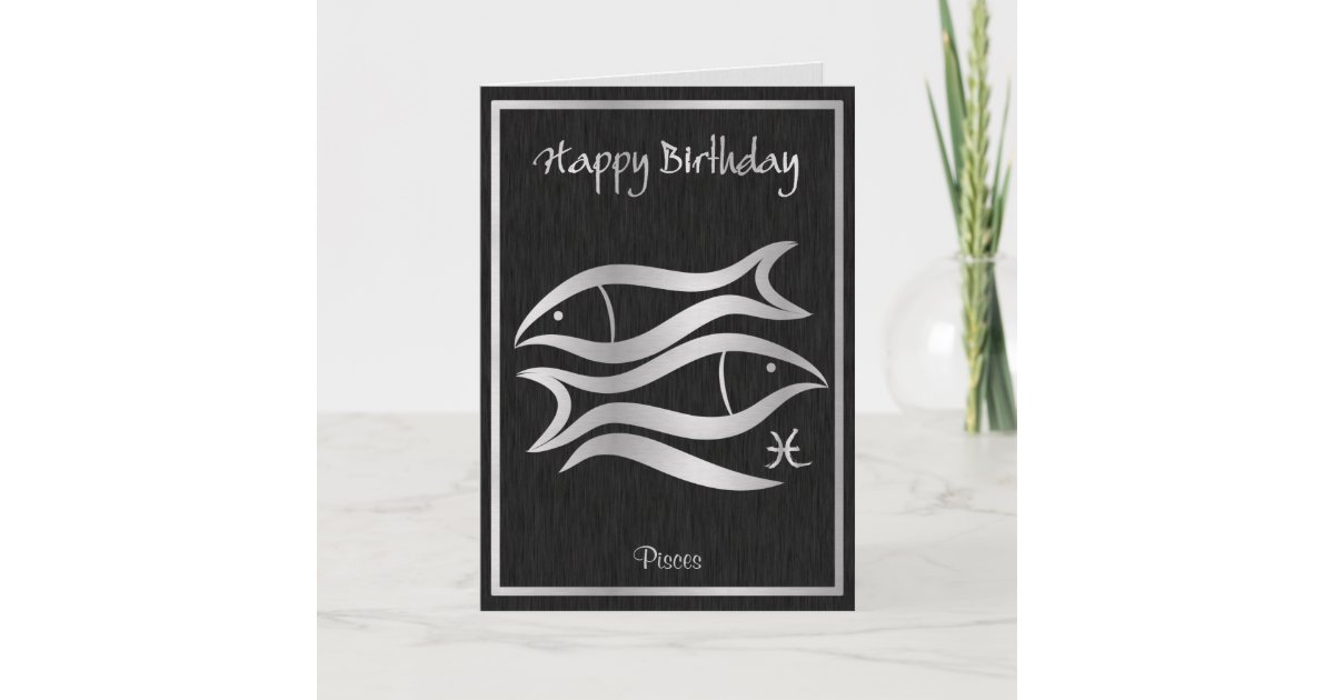 Happy Birthday Pisces Elegant Horoscope Card | Zazzle