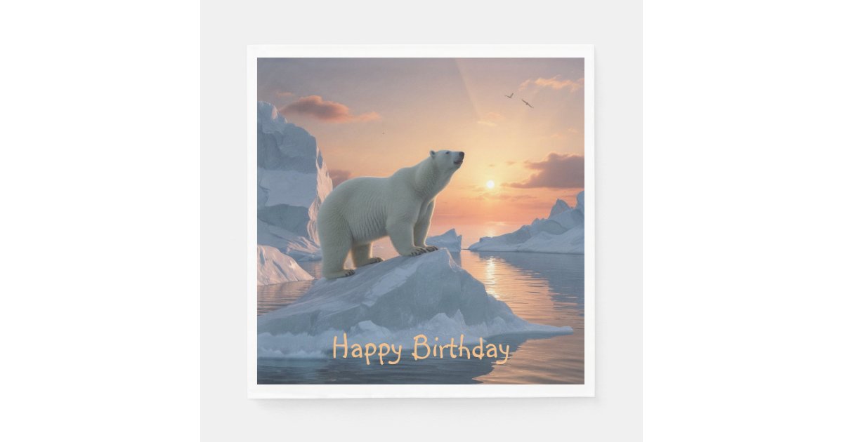 Happy Birthday Polar Bear Napkins | Zazzle