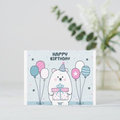 Happy Birthday Polar Bear Postcard | Zazzle
