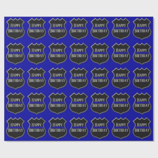 Happy Birthday Police Badges Wrapping Paper | Zazzle