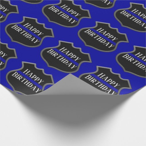Happy Birthday Police Badges Wrapping Paper | Zazzle