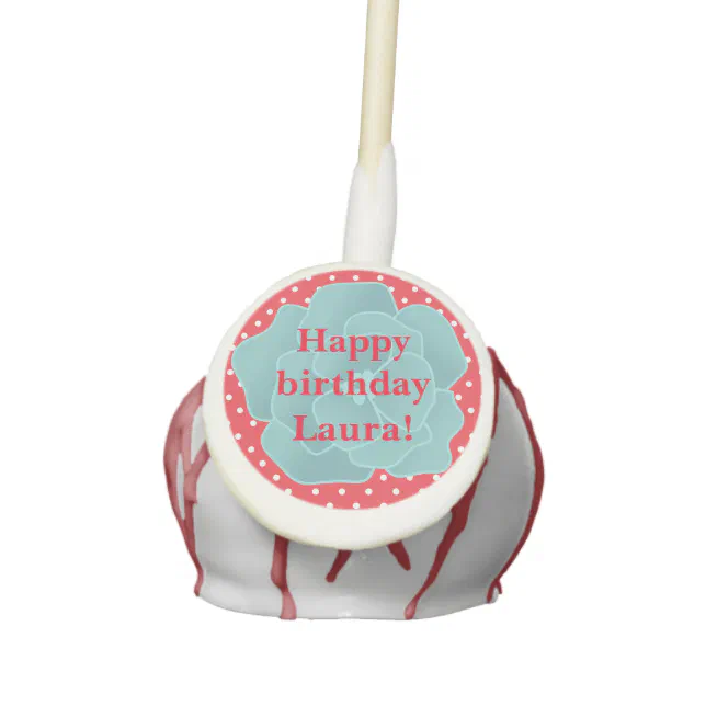 Happy birthday polka dots and flowers cake pops | Zazzle