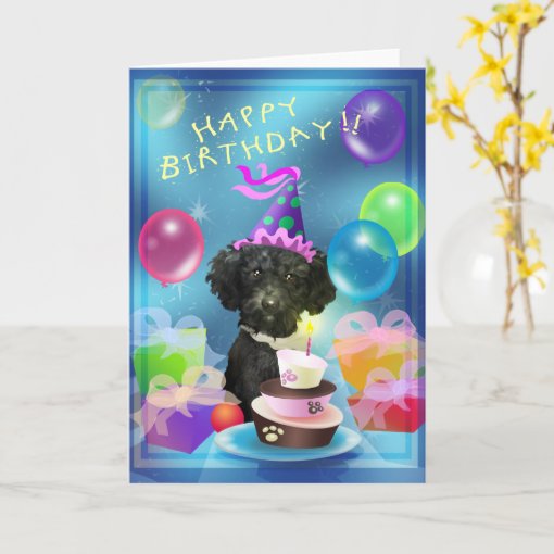 Happy Birthday poodle balloons Card | Zazzle