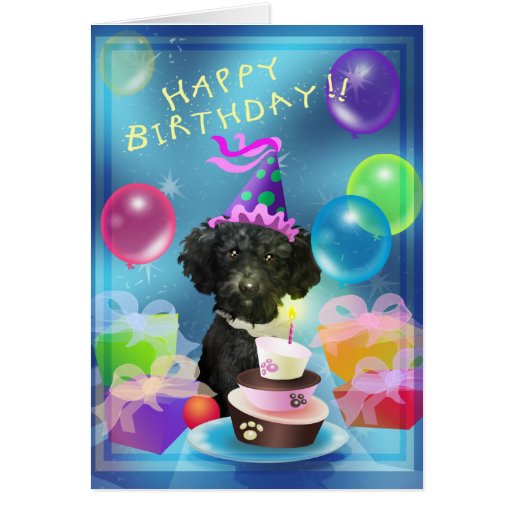 Happy Birthday poodle balloons Card | Zazzle