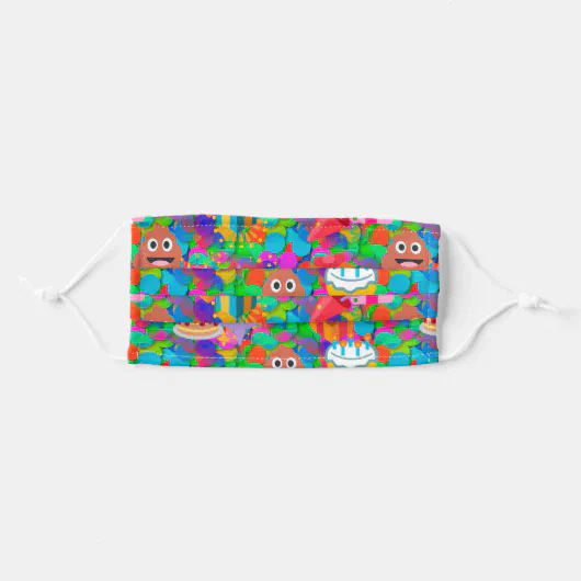 happy birthday poop emoji adult cloth face mask | Zazzle