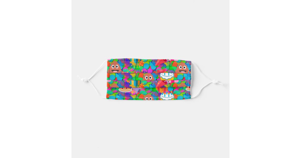 happy birthday poop emoji adult cloth face mask | Zazzle