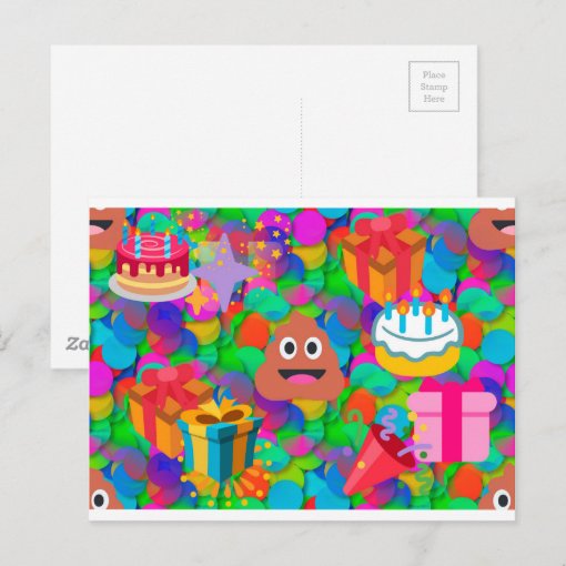 happy birthday poop emoji postcard | Zazzle