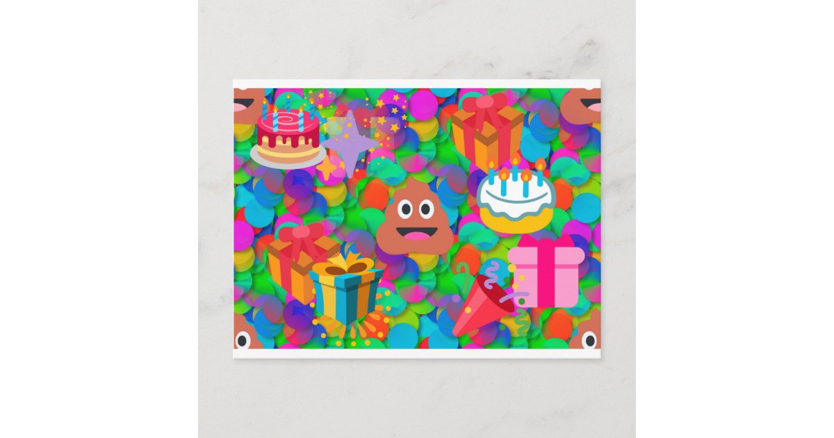 happy birthday poop emoji postcard | Zazzle