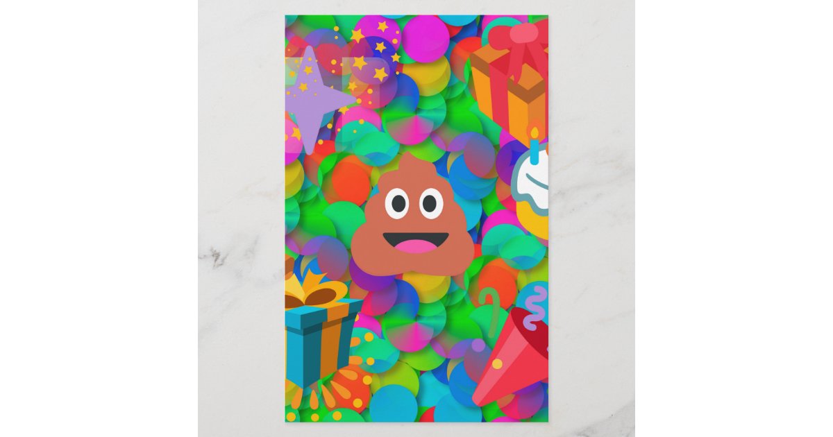 happy birthday poop emoji stationery | Zazzle