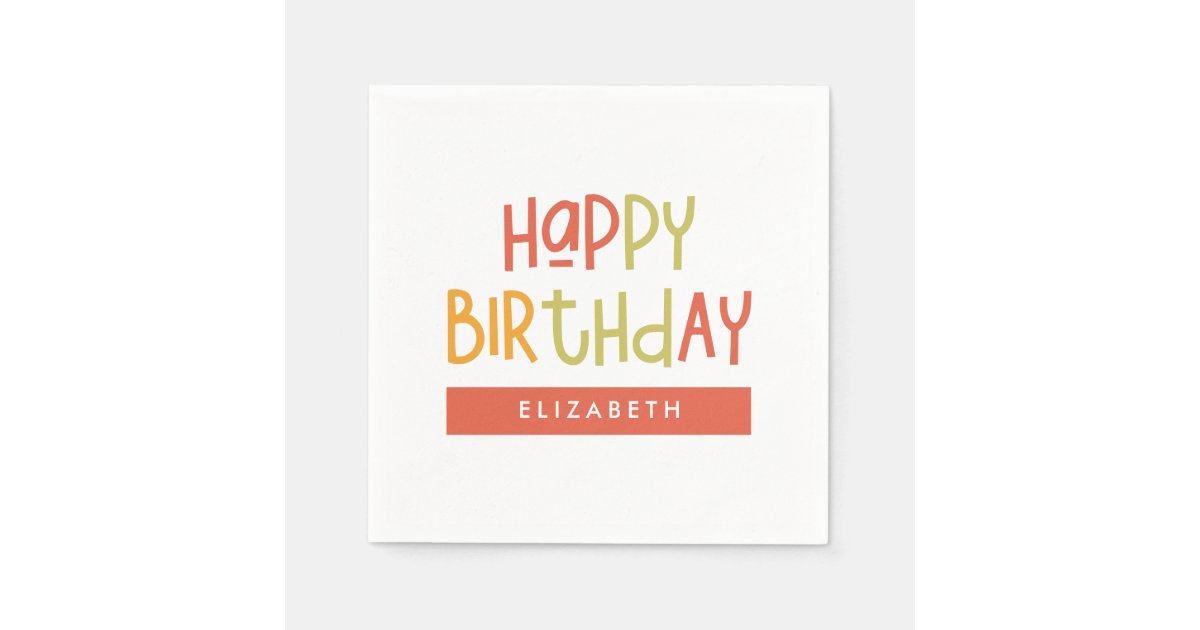 Happy Birthday Preppy Playful Fun Simple Greeting Napkins | Zazzle