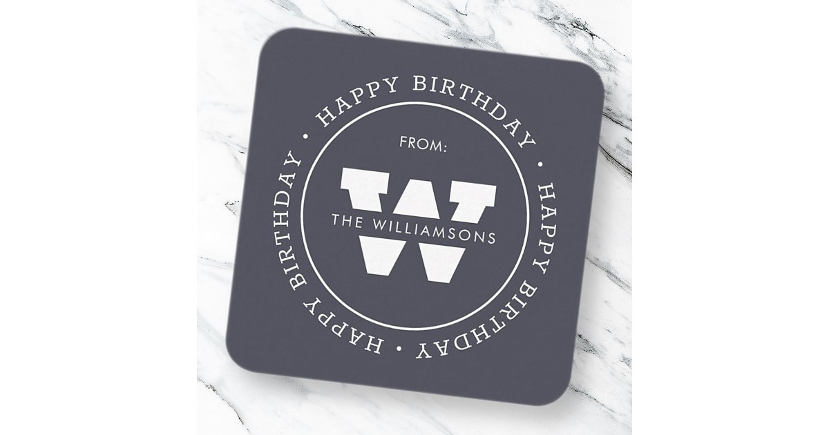 Happy Birthday Preppy Simple Family Monogram Note Card | Zazzle