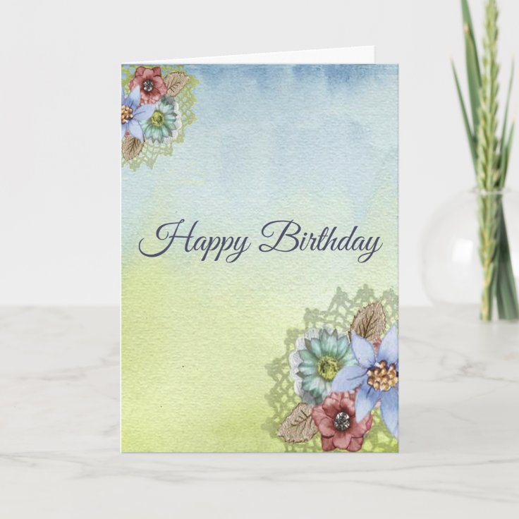 Happy Birthday, Pretty Pastel Flowers Card | Zazzle