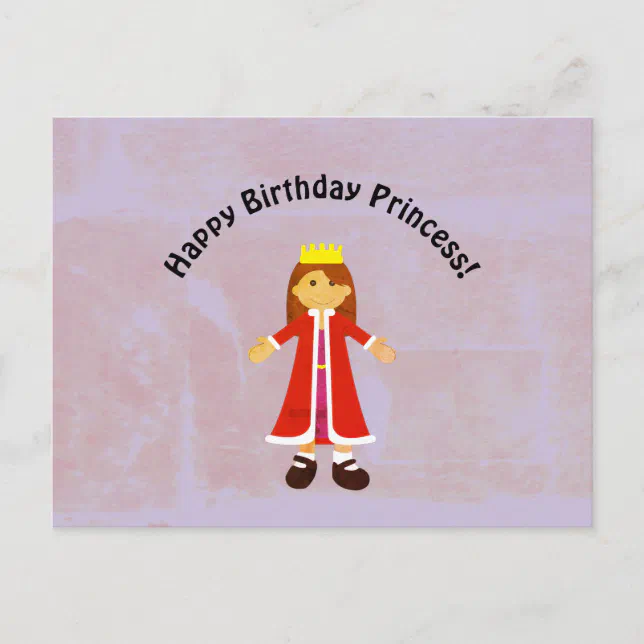 Happy Birthday Princess Cute Cartoon Princess Doll Postcard | Zazzle