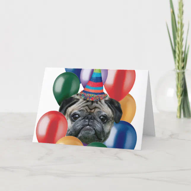 Happy birthday Pug dog Card | Zazzle
