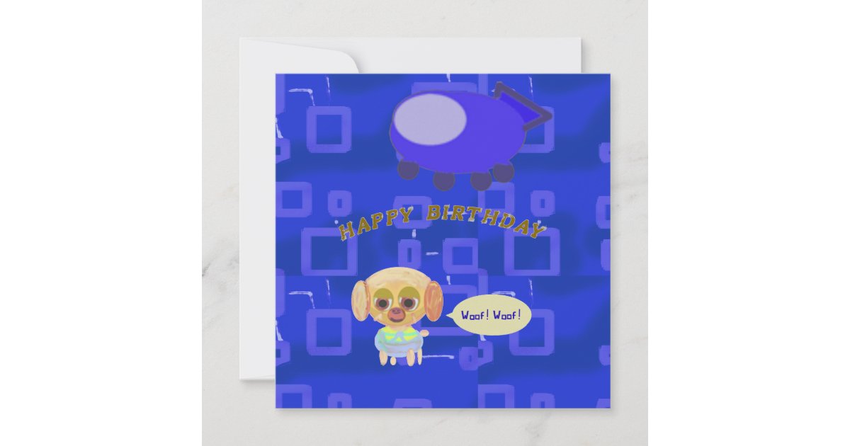 Happy Birthday Puppy Spaceship Chef Ducky Kazoo Note Card | Zazzle