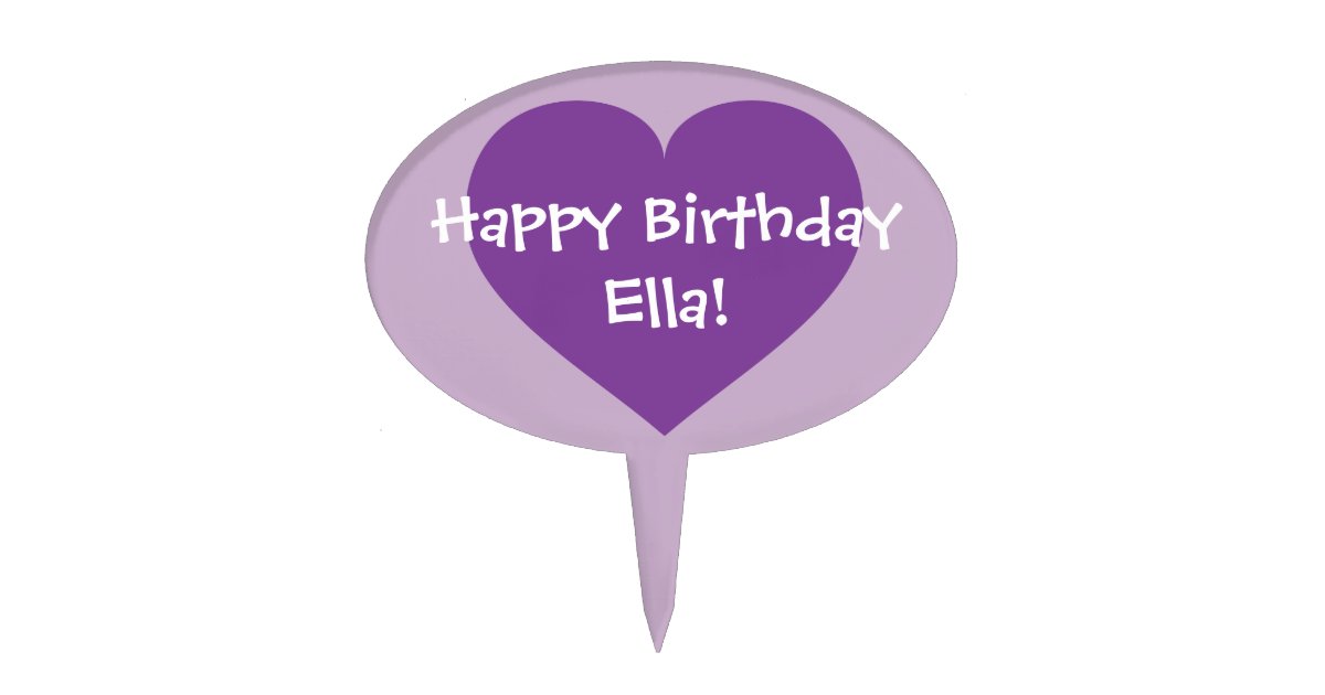 Happy Birthday Purple Heart Cake Topper | Zazzle