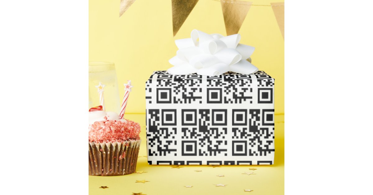 Happy Birthday QR Code on White Wrapping Paper | Zazzle