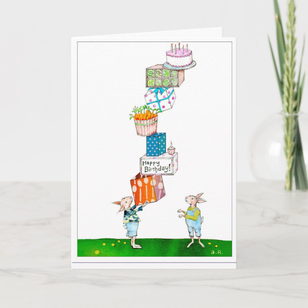 Happy Birthday Rabbits Card | Zazzle