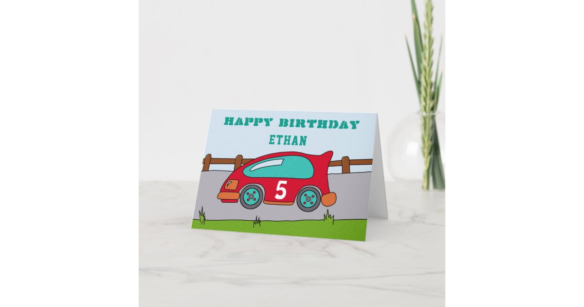 Happy Birthday Racing Car Card | Zazzle
