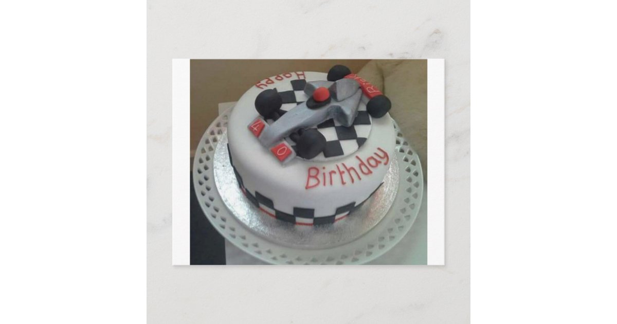 happy birthday racing car postcard | Zazzle