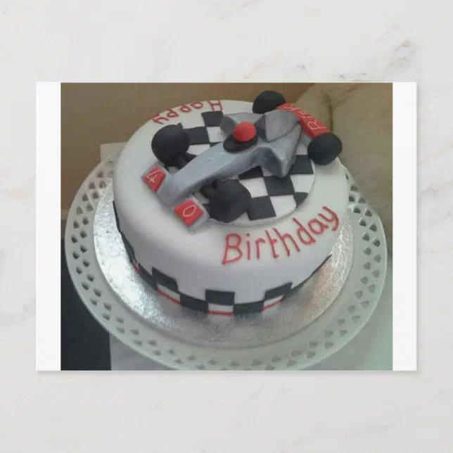 happy birthday racing car postcard | Zazzle