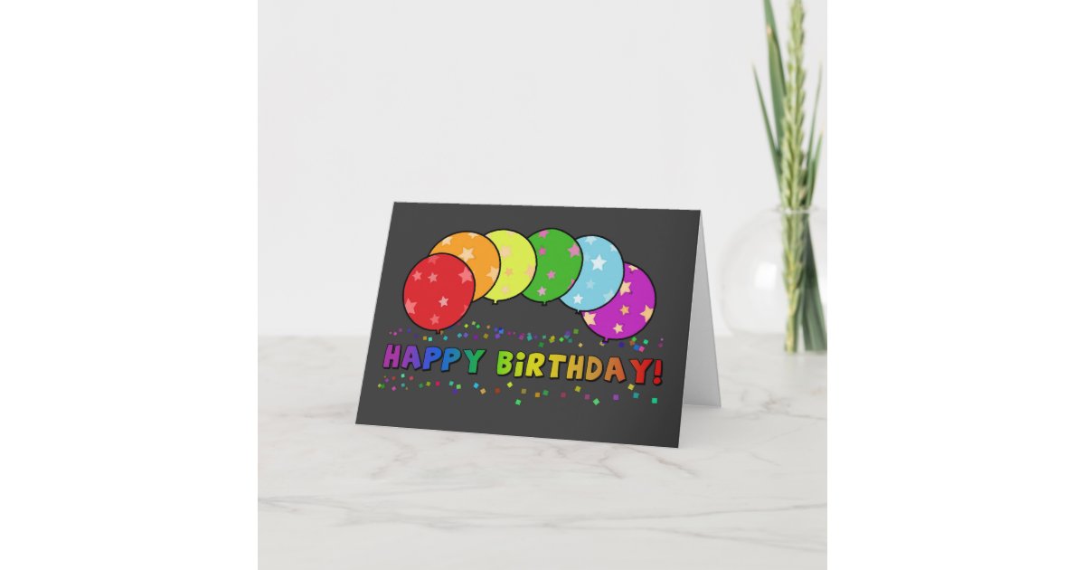 Happy Birthday Rainbow Balloons Colorful Card | Zazzle