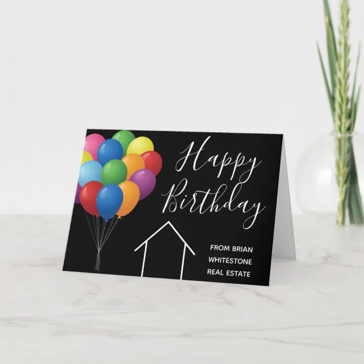 Happy Birthday Real Estate Company Balloons Custom Card | Zazzle