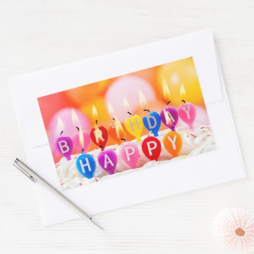 Happy Birthday Rectangular Sticker | Zazzle