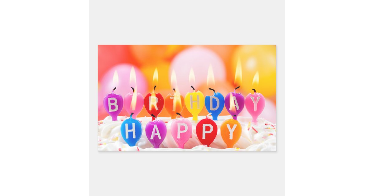 Happy Birthday Rectangular Sticker | Zazzle