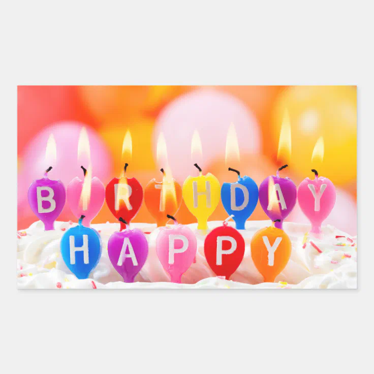Happy Birthday Rectangular Sticker | Zazzle