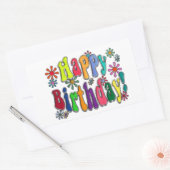 Happy Birthday Rectangular Sticker | Zazzle