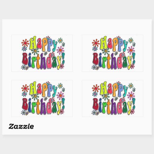 Happy Birthday Rectangular Sticker | Zazzle