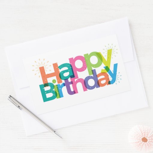 Happy Birthday Rectangular Sticker | Zazzle
