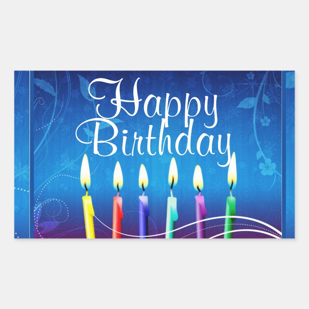 Happy Birthday Rectangular Sticker | Zazzle
