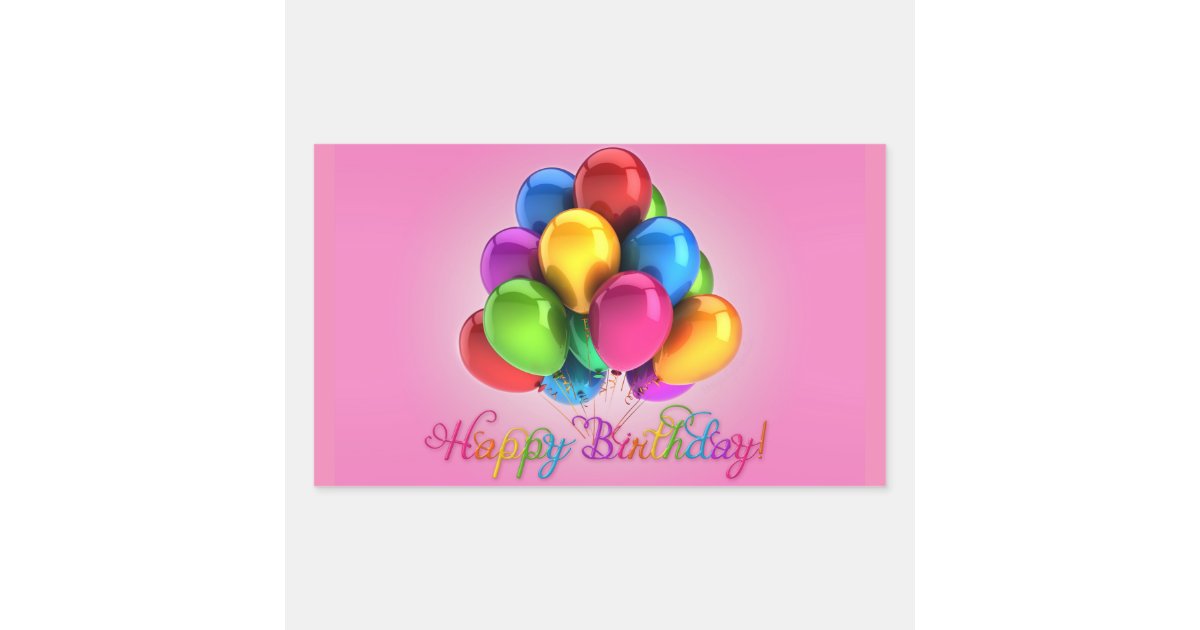 Happy Birthday Rectangular Sticker | Zazzle.com