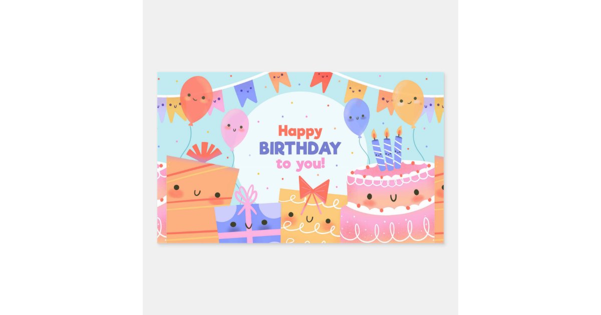 Happy Birthday Rectangular Sticker | Zazzle