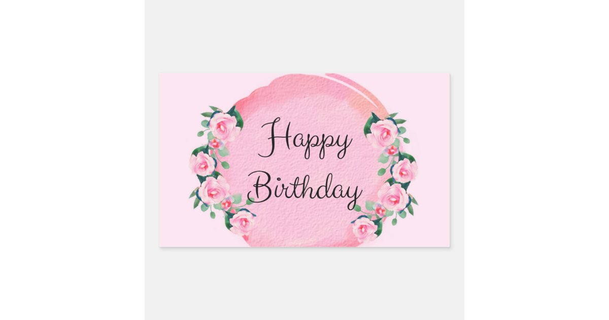 Happy Birthday Rectangular Sticker | Zazzle