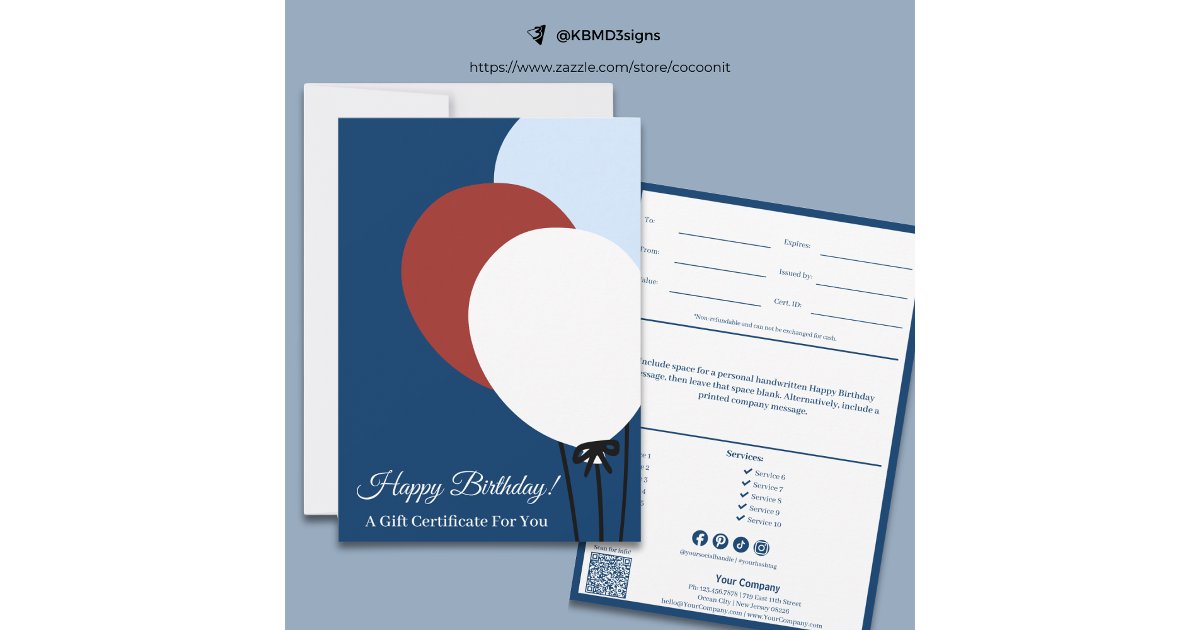 Happy Birthday Red Balloon Gift Certificate | Zazzle