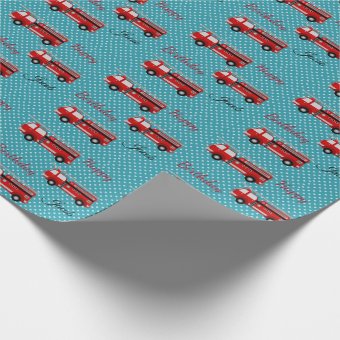 Happy Birthday Red Fire Truck Wrapping Paper | Zazzle