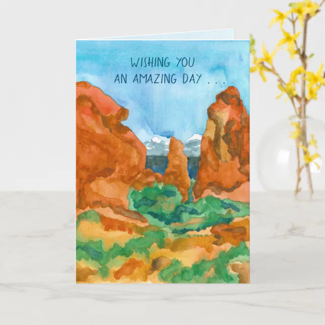 Happy Birthday Red Rock Moab Mountains Card | Zazzle