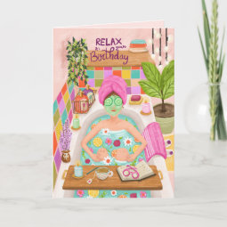 Happy Birthday Relax Woman Flowers Mom Girl Mother Card | Zazzle