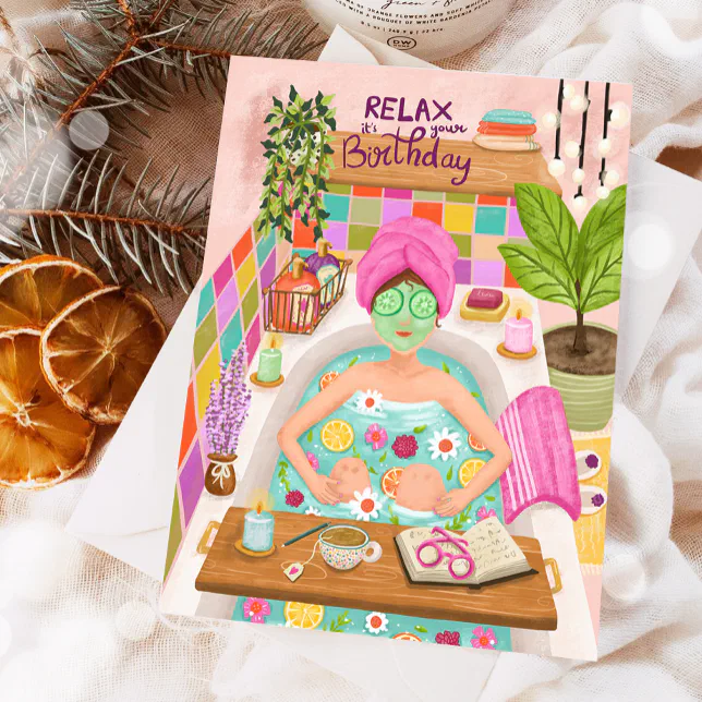 Happy Birthday Relax Woman Flowers Mom Girl Mother Card | Zazzle