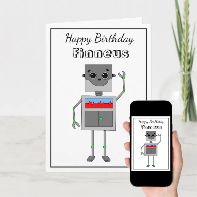 Happy Birthday Robot Themed with Coloring Page Card | Zazzle
