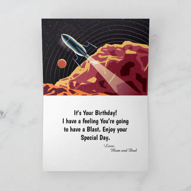 Happy Birthday Rocket Space Universe Personalize Card | Zazzle